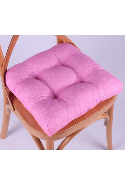 Altın Pamuk Altınpamuk Lina Pofidik Pembe Sandalye Minderi Özel Dikişli Bağcıklı 40X40CM