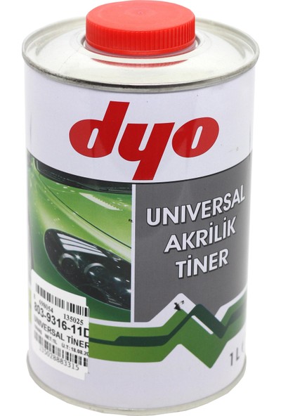 Dyo Oto Akrilik Tiner 1 Litre Yavaş