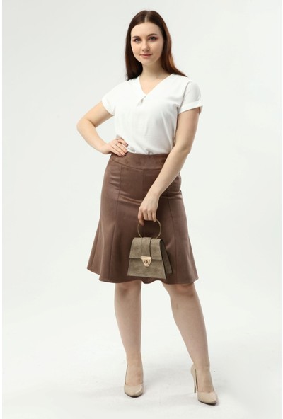 May Mara Kadın Kışlık Parçalı Midi Boy Kloş Süet Etek 2154/60 May Mara Kadın Kışlık Parçalı Midi Boy Kloş Süet Etek 2154/60