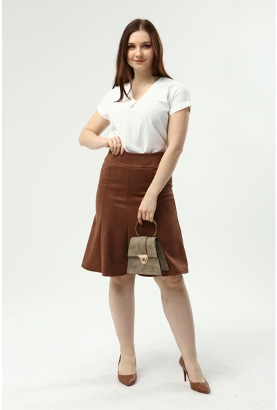 May Mara Kadın Kışlık Parçalı Midi Boy Kloş Süet Etek 2154/60 May Mara Kadın Kışlık Parçalı Midi Boy Kloş Süet Etek 2154/60