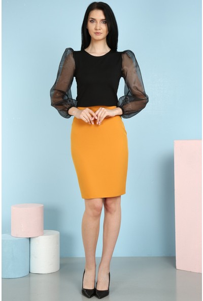 May Mara Kadın Mevsimlik Yırtmaçlı Diz Boy Kalem Etek 2146/60