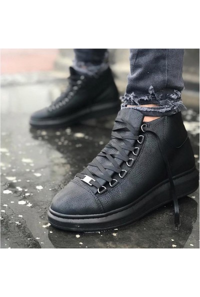 Erbilden WG032 Kömür Bağcıklı Sneakers Yarım Bilek Bot