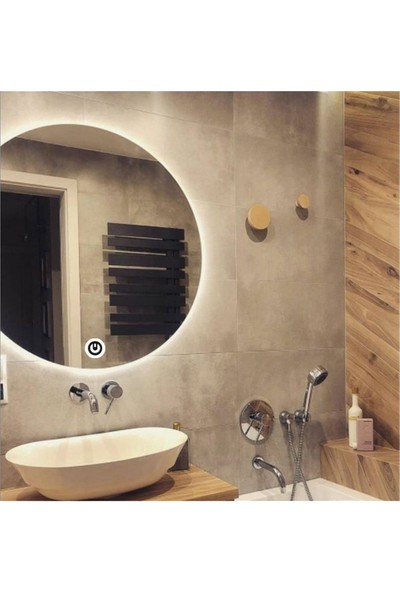 Global Led Mirror 60 cm Dokunmatik Tuşlu Yuvarlak Ledli Ayna Banyo Aynası Dekoratif Ayna Boy Ayna Salon Duvar Ayna