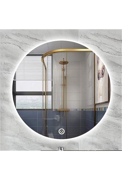 Global Led Mirror 45 cm Dokunmatik Tuşlu Yuvarlak Ledli Ayna Banyo Aynası Dekoratif Ayna Boy Ayna Salon Duvar Ayna