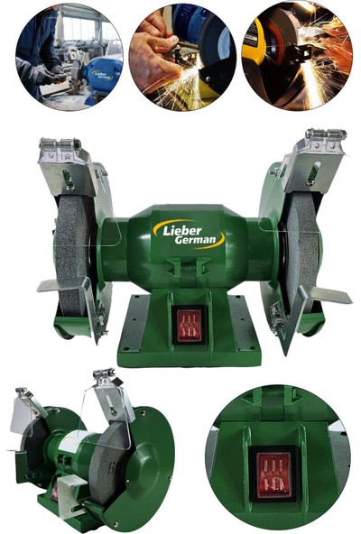 Lieber German Turbo Motorlu 3600 Watt Çark Motoru Zımpara Balta Bıçak Bileme Makinesi 125 mm Taş Motoru Taslama