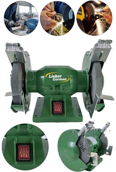 Lieber German Turbo Motorlu 3600 Watt Çark Motoru Zımpara Balta Bıçak Bileme Makinesi 150 mm Taş Motoru Taslama