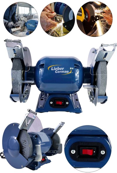 Lieber German Turbo Motorlu 3600 Watt Çark Motoru Zımpara Balta Bıçak Bileme Makinesi 175 mm Taş Motoru Taslama
