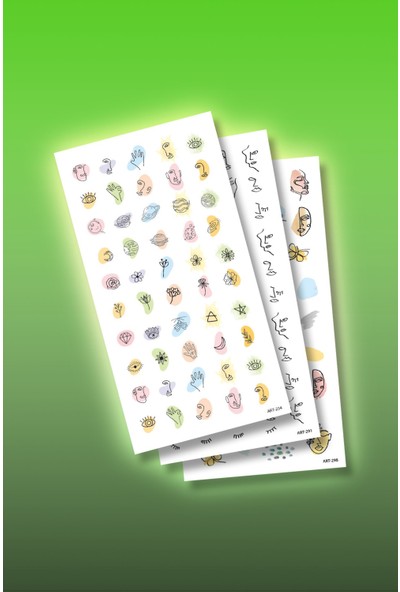 Artikel 3'lü Tırnak Dövmesi Seti, Tırnak Sticker Seti, Nail Art, Tattoo