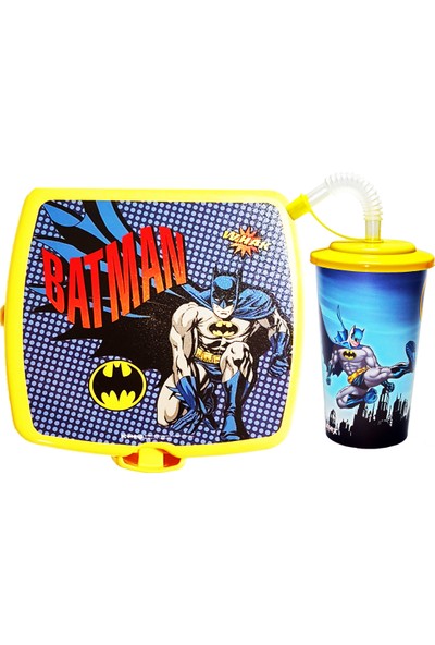 Batman Beslenme Kutusu ve Pipetli Bardak 2'li Takım Batman Beslenme Kutusu ve Pipetli Bardak 2'li Takım