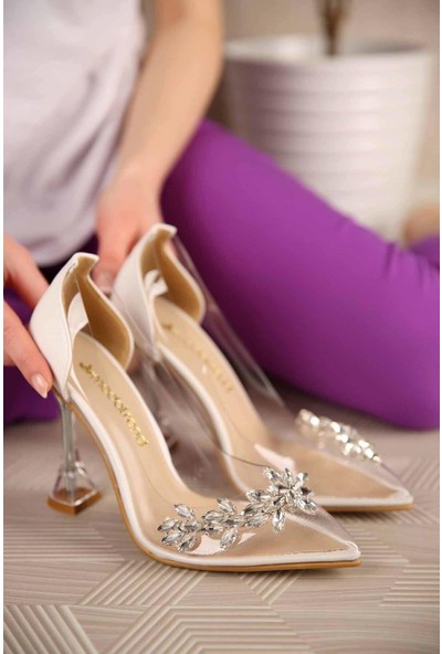 Stwenn Princess Şeffaf Kadın Topuklu Ayakkabı Abiye Ayakkabı Topuk Boyu 10 cm Stwenn Princess Şeffaf Kadın Topuklu Ayakkabı Abiye Ayakkabı Topuk Boyu 10 cm