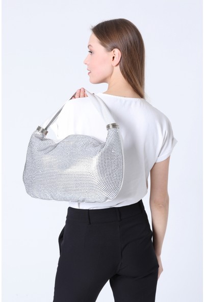 Morpelikan Gümüş Bilezik ve Taş Detaylı Clutch Abiye Çanta