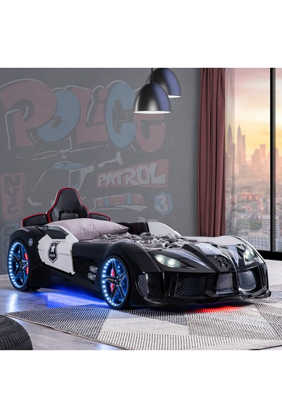 Setay Arabalı Yatak, Police Full Ledli Koltuklu Arabalı Yatak Karyolası Setay Arabalı Yatak, Police Full Ledli Koltuklu Arabalı Yatak Karyolası