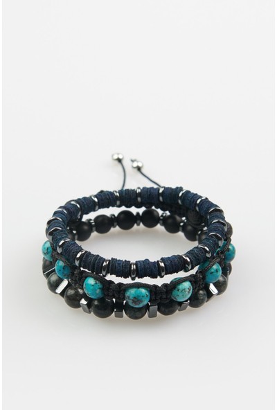 Avva Erkek Mavi 3'lü Taşlı Bileklik A11Y9636