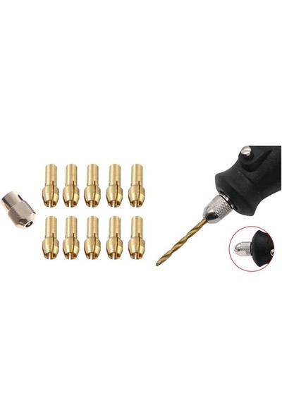 Depomega 11 Parça Gravür Için Pirinç Mandren Pens Seti 0.5-3.2 mm Depomega 11 Parça Gravür Için Pirinç Mandren Pens Seti 0.5-3.2 mm