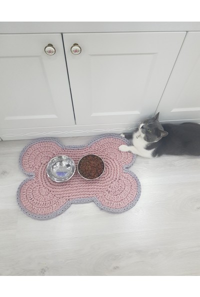Ege Örgüm Kedi Servis Altlığı Pembe Renk 50X35 cm