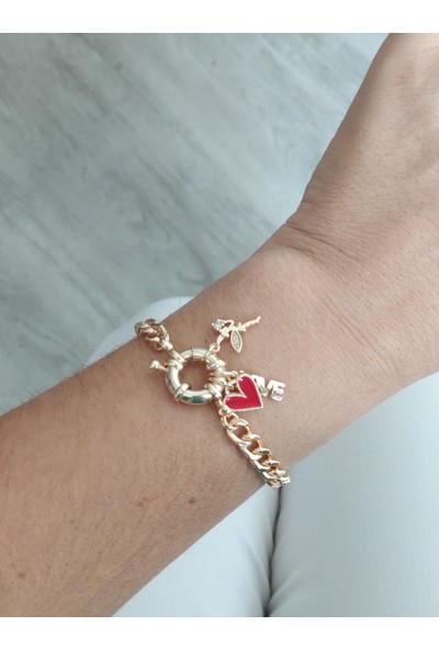 Tgt Tasarım Kalp Sallantılı Kaplama Bileklik