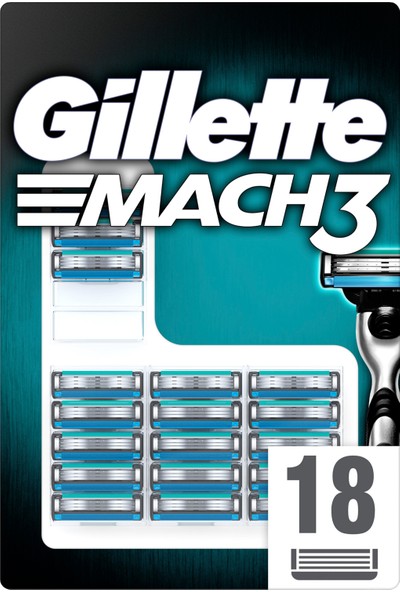 Gillette Mach3 18'li Yedek Tıraş Bıçağı Karton Paket Gillette Mach3 18'li Yedek Tıraş Bıçağı Karton Paket
