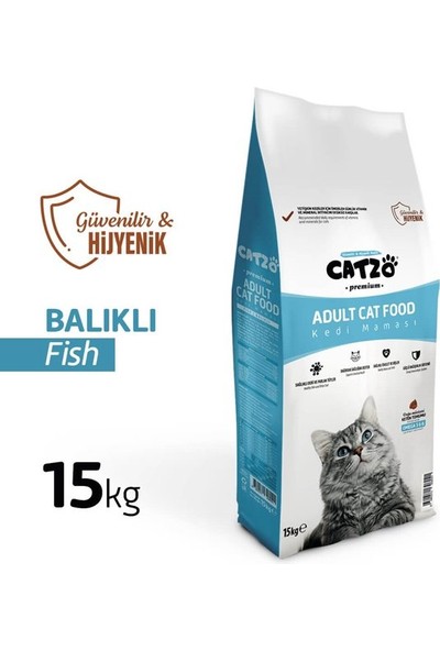 Catzo Premium Somon Balıklı Yetişkin Kedi Maması 15 kg Catzo Premium Somon Balıklı Yetişkin Kedi Maması 15 kg