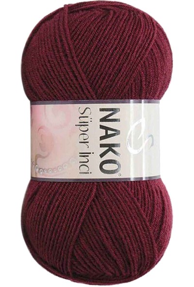 Nako Süper Inci El Örgü Ipi 100 gr Bordo 999