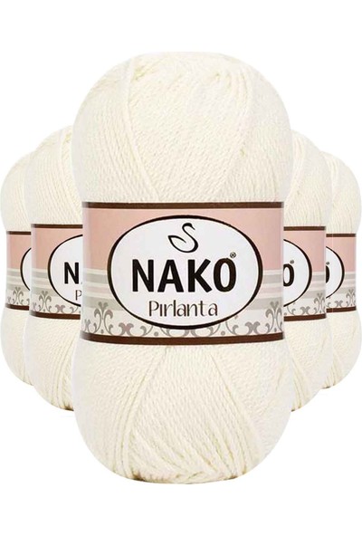 Nako 5 Adet Pırlanta Amigurumi El Örgü Ipi Yünü Ekru 300