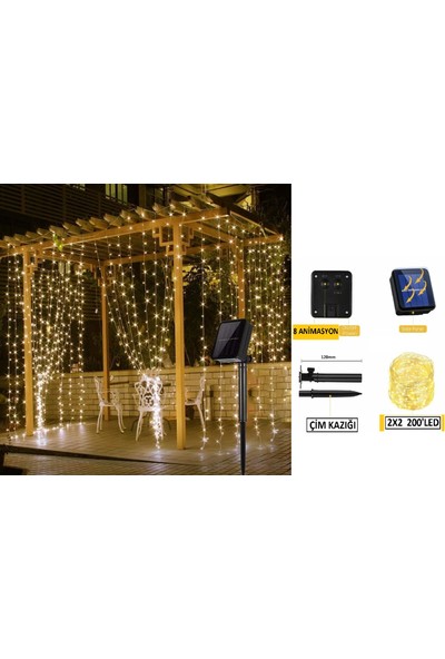 Boraled 2 X2 Peri Perde LED Solar Aydınlatma