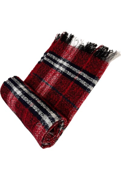 Butikburuc Kadın Kırmızı Yumuşak Dokulu Karma Renk Omuz Şalı