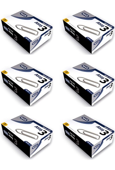 Mas 230 Ataş No: 3 Nikel Kaplı 100 Adet 6'lı Paket Mas 230 Ataş No: 3 Nikel Kaplı 100 Adet 6'lı Paket