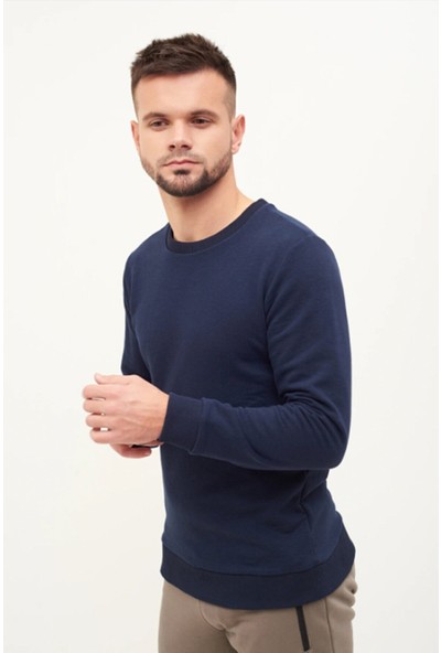 Breezy Bisiklet Yaka Slim Basic Sweatshirt