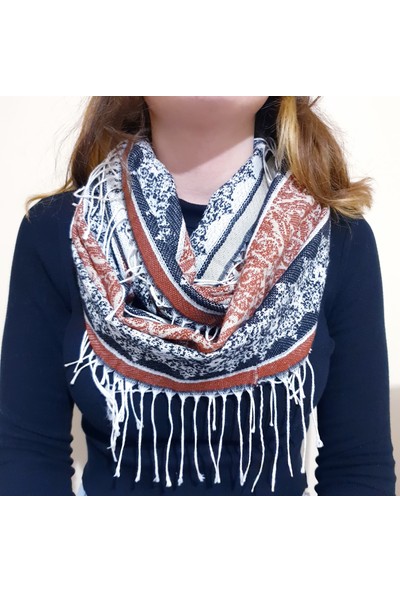 Magrib Yünlü Dokuma Püskül Detaylı Boyunluk