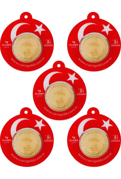 İAR 5 Adet 1 gr 22 Ayar Gram Altın