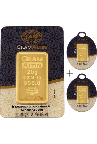 İAR 22 Gram (20+2) Külçe Altın 24 Ayar İAR 22 Gram (20+2) Külçe Altın 24 Ayar