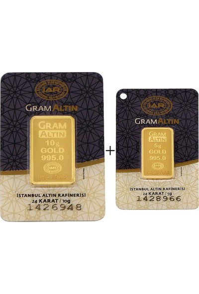 İAR 15 Gram (10+5) Külçe Altın 24 Ayar İAR 15 Gram (10+5) Külçe Altın 24 Ayar