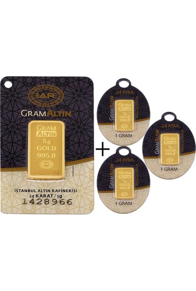 İAR 8 Gram (5+3) Külçe Altın 24 Ayar İAR 8 Gram (5+3) Külçe Altın 24 Ayar