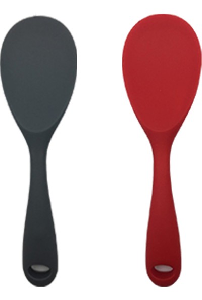 Multiamo Isıya Dayanıklı Silikon 22CM Kaşık 2'li Gri-Kırmızı Multiamo Isıya Dayanıklı Silikon 22CM Kaşık 2'li Gri-Kırmızı
