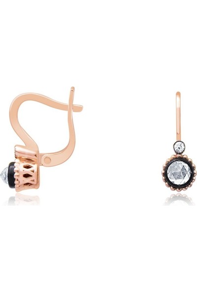 Diamond Line-Gülaylar Pembe Altın 14 Ayar Elmas Görünümlü Küpe