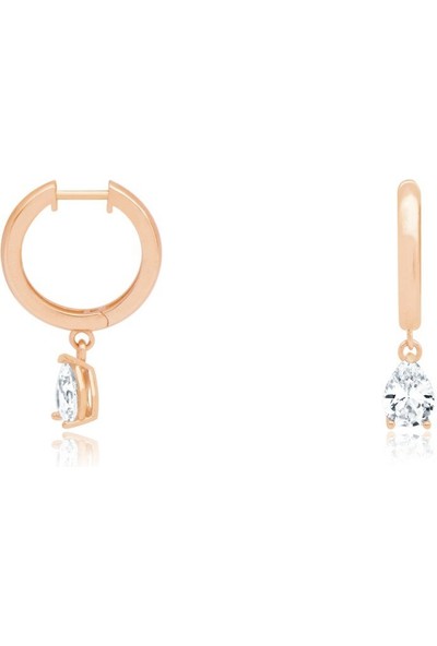 Diamond Line-Gülaylar Pembe Altın 14 Ayar Sallantılı Halka Küpe