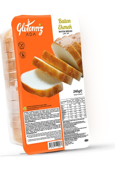 Glutensiz Ada Baton Ekmek 12 Adet Glutensiz Ada Baton Ekmek 12 Adet