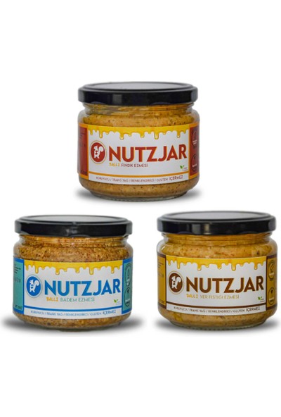 Nutzjar Parçacıklı Ballı (Badem, Fındık, Yer Fıstığı) Tanışma Paketi 3 x 300 gr