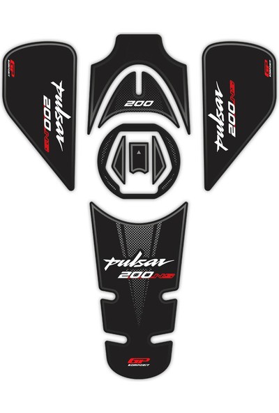 Gp Kompozit Bajaj Pulsar Ns 200 2011-2020 Uyumlu Tank Pad Seti Siyah-Kırmızı Gp Kompozit Bajaj Pulsar Ns 200 2011-2020 Uyumlu Tank Pad Seti Siyah-Kırmızı