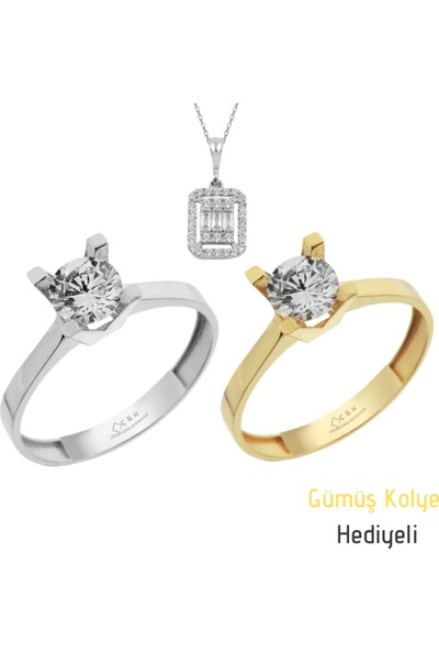 ÇGK KUYUMCULUK Beyaz Tektaş Altın Yüzük