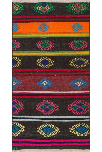 Çam Halı Çok Renkli Çizgili Desen Eskitme Vintage Kılım-80x150 Çam Halı Çok Renkli Çizgili Desen Eskitme Vintage Kılım-80x150