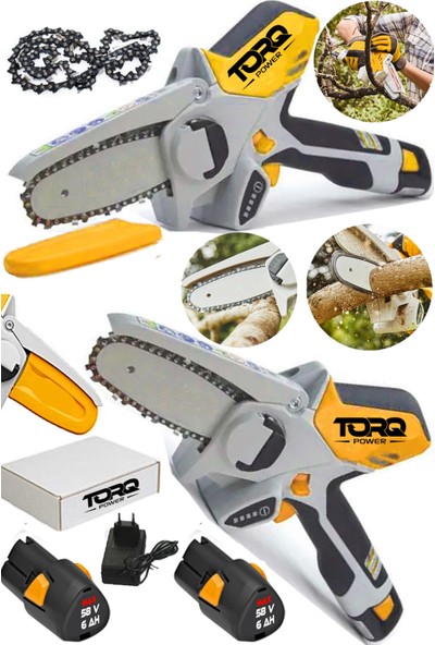Torq Power Werth 58 V 6 Ah Yeni Nesil Li-On Batarya Çift Akülü Testere Dal Budama Bıçkı Makinası Torq Power Werth 58 V 6 Ah Yeni Nesil Li-On Batarya Çift Akülü Testere Dal Budama Bıçkı Makinası