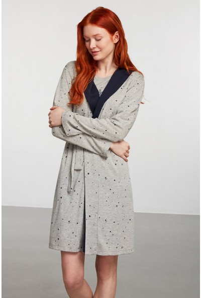 Catherine's Gri Örme Sabahlık Takım
