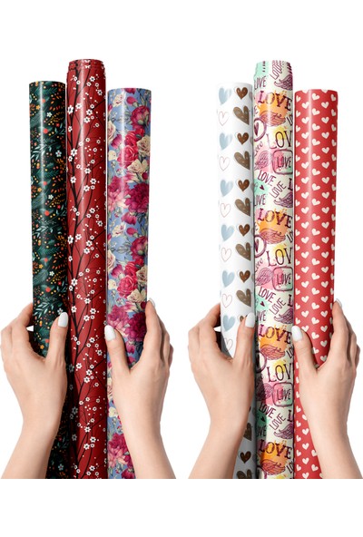 Hrs Hrs 50 x 70 cm Karışık Desen Çiçekli Kalpli 6 Adet Paketleme Ambalaj Kağıdı (6’lı Paket) Hrs Hrs 50 x 70 cm Karışık Desen Çiçekli Kalpli 6 Adet Paketleme Ambalaj Kağıdı (6’lı Paket)