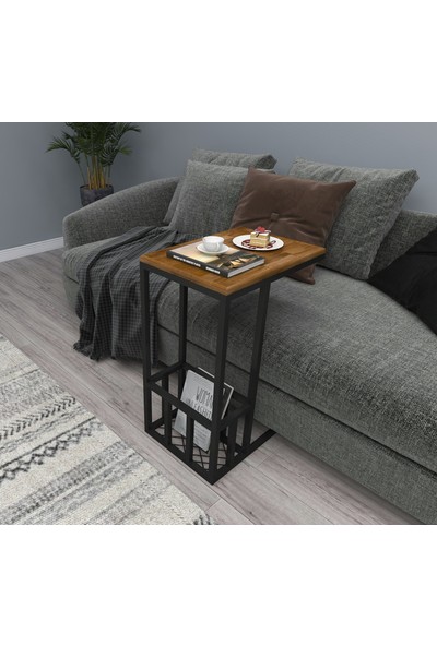 Arnetti Prag C Ahşap Yan Sehpa Ceviz-Metal Ayak Arnetti Prag C Ahşap Yan Sehpa Ceviz-Metal Ayak
