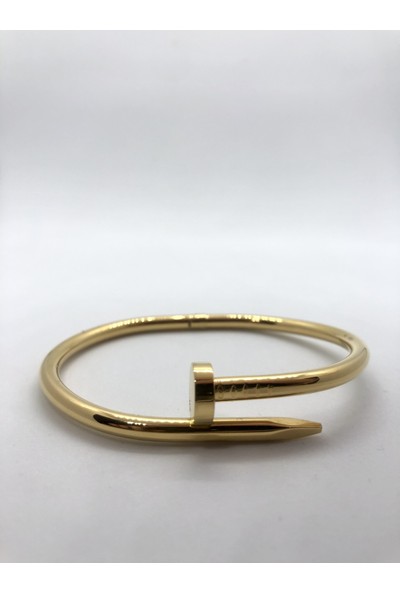 Pink Çelik Çivi Detaylı Gold Kelepçe