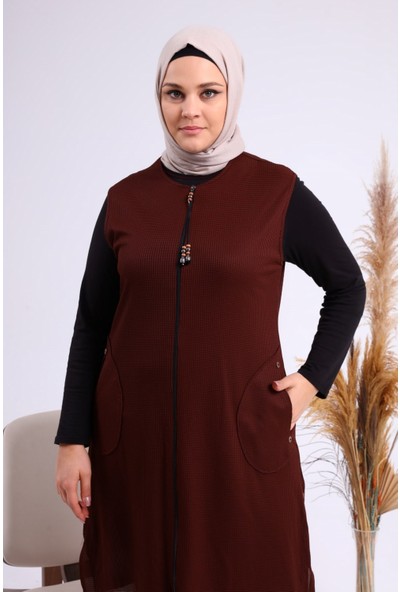 Nesafet Petek Cepli Fermuarlı Kadın Yelek Nesafet Petek Cepli Fermuarlı Kadın Yelek