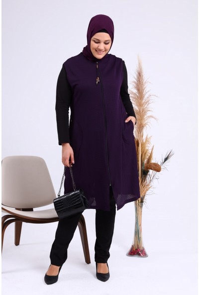 Nesafet Petek Cepli Fermuarlı Kadın Yelek Nesafet Petek Cepli Fermuarlı Kadın Yelek