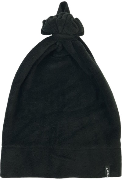 Sarkmalı Bağcıklı Polar Bere Siyah