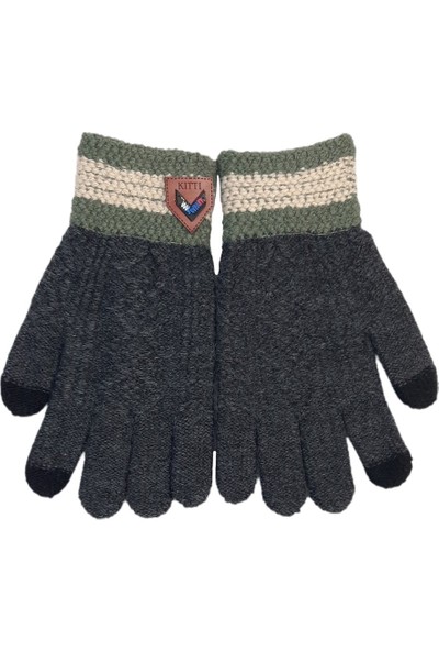 Erkek Çocuk Armalı Eldiven Antrasit